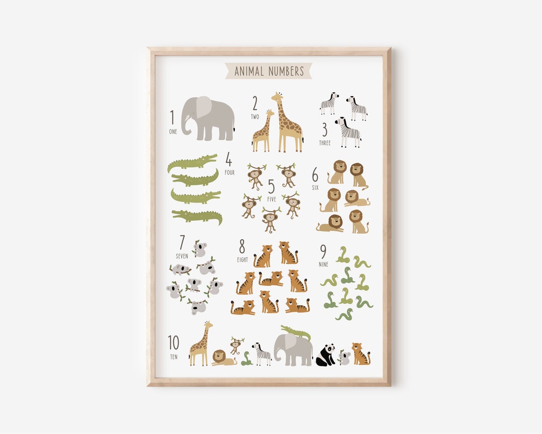 Animal Numbers Print - Safari Nursery Decor - Jungle Posters - Safari ...