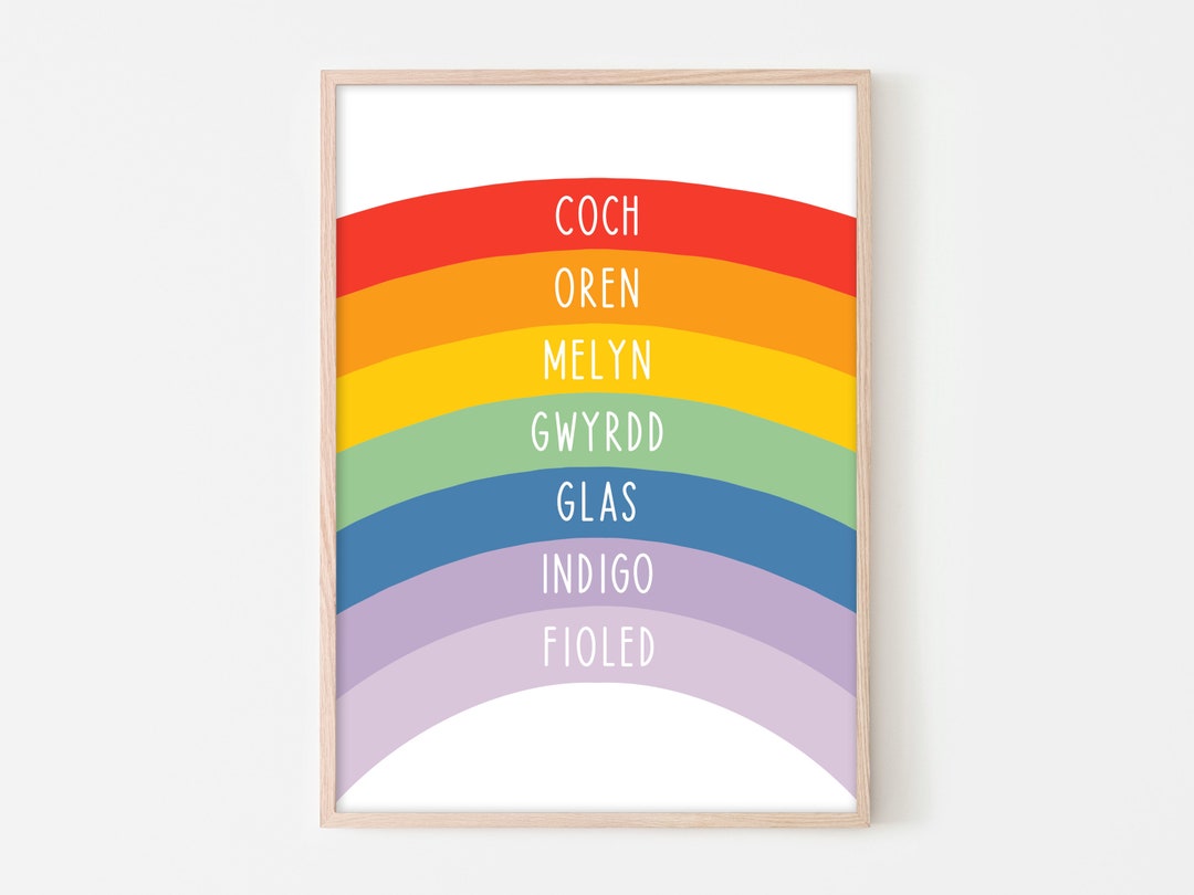 WELSH Colours of the Rainbow Welsh Nursery Wall Art Enfys - Etsy