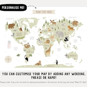 Map O'r Byd - Welsh World Map Print - Cymraeg - Map Anifeiliaid Y Byd ...