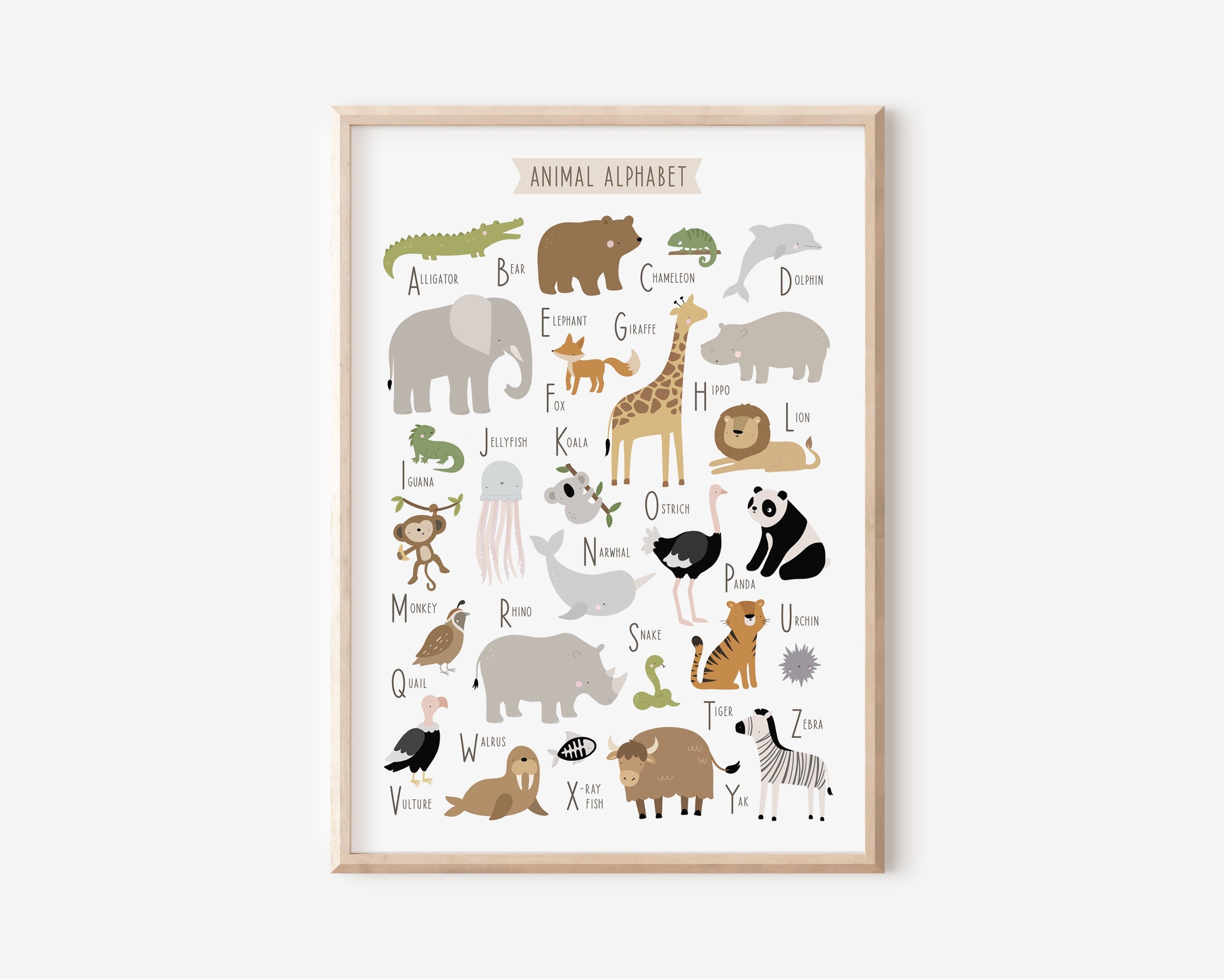 Animal Alphabet Print Safari Alphabet Poster Safari - Etsy UK