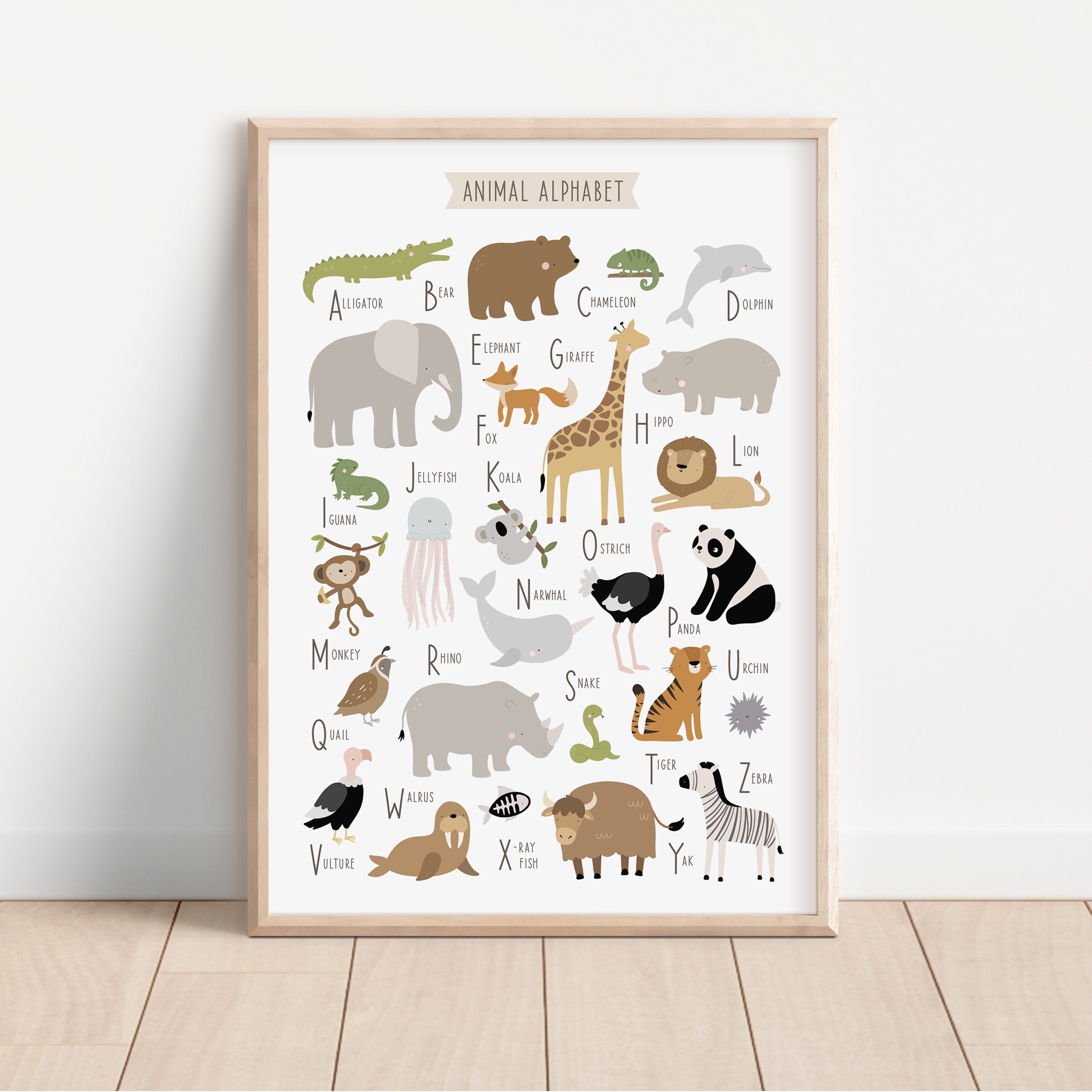 Animal Alphabet Print Safari Alphabet Poster Safari - Etsy UK