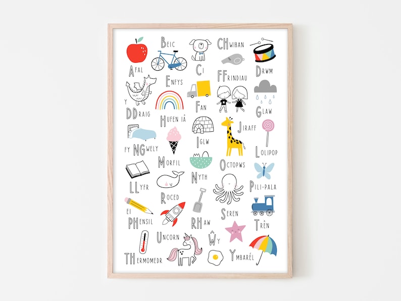 WELSH Alphabet Print - Y Wyddor - Welsh Nursery Wall Art - Welsh Art ...