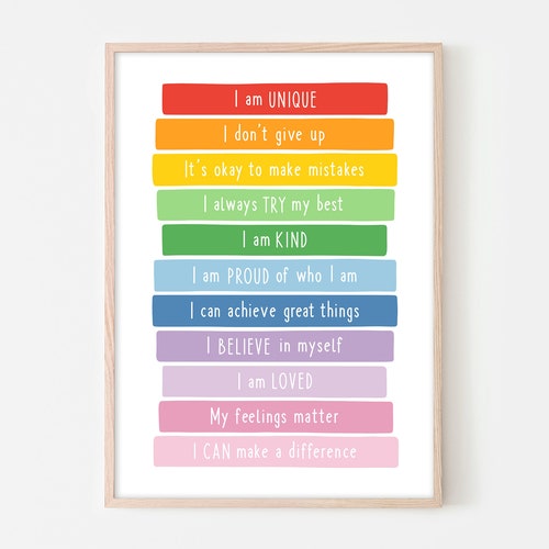 Positive Affirmation Print Motivational Poster Kids - Etsy