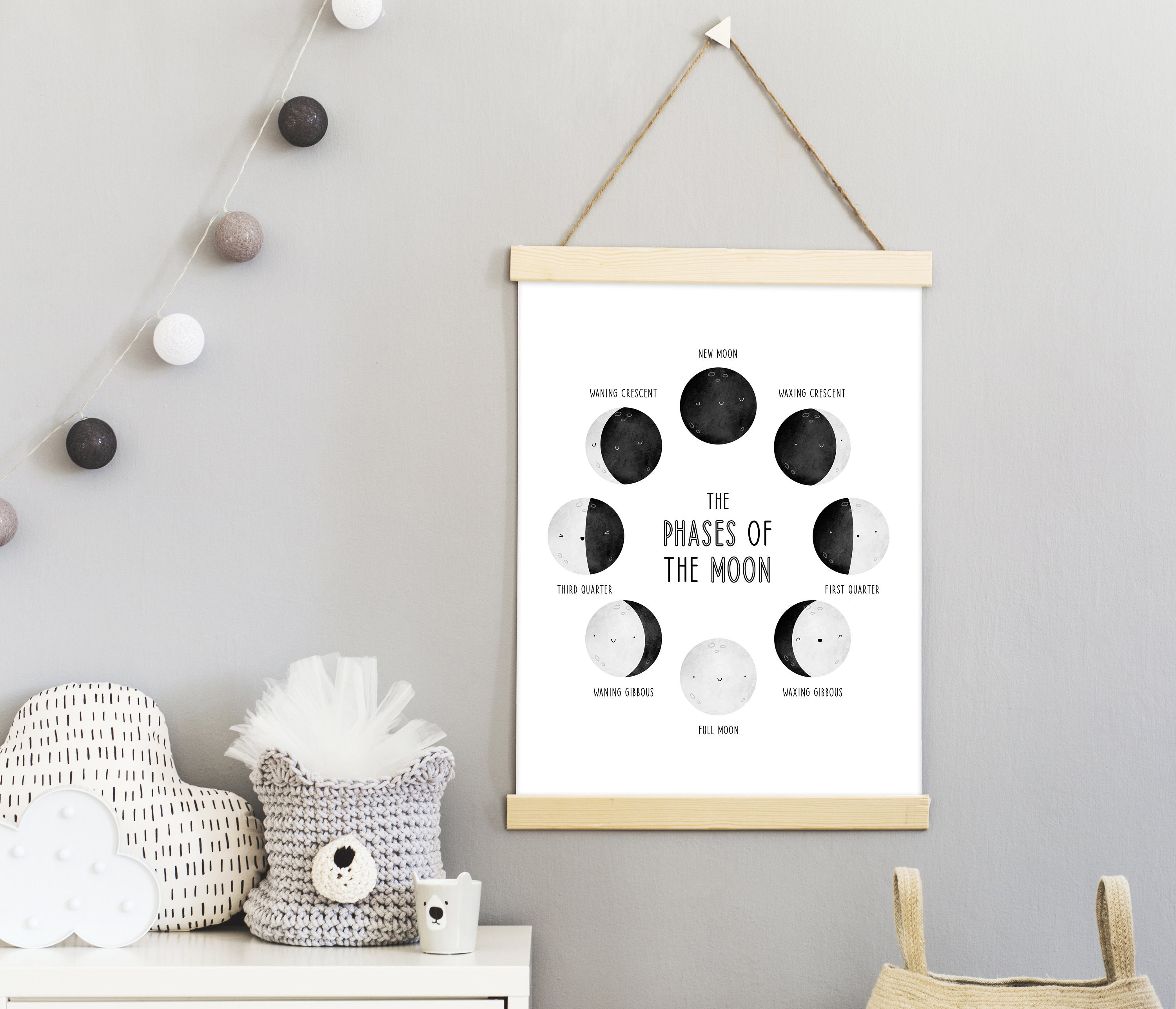 Moon Phase Print Outer Space Theme Kids Poster Childrens - Etsy