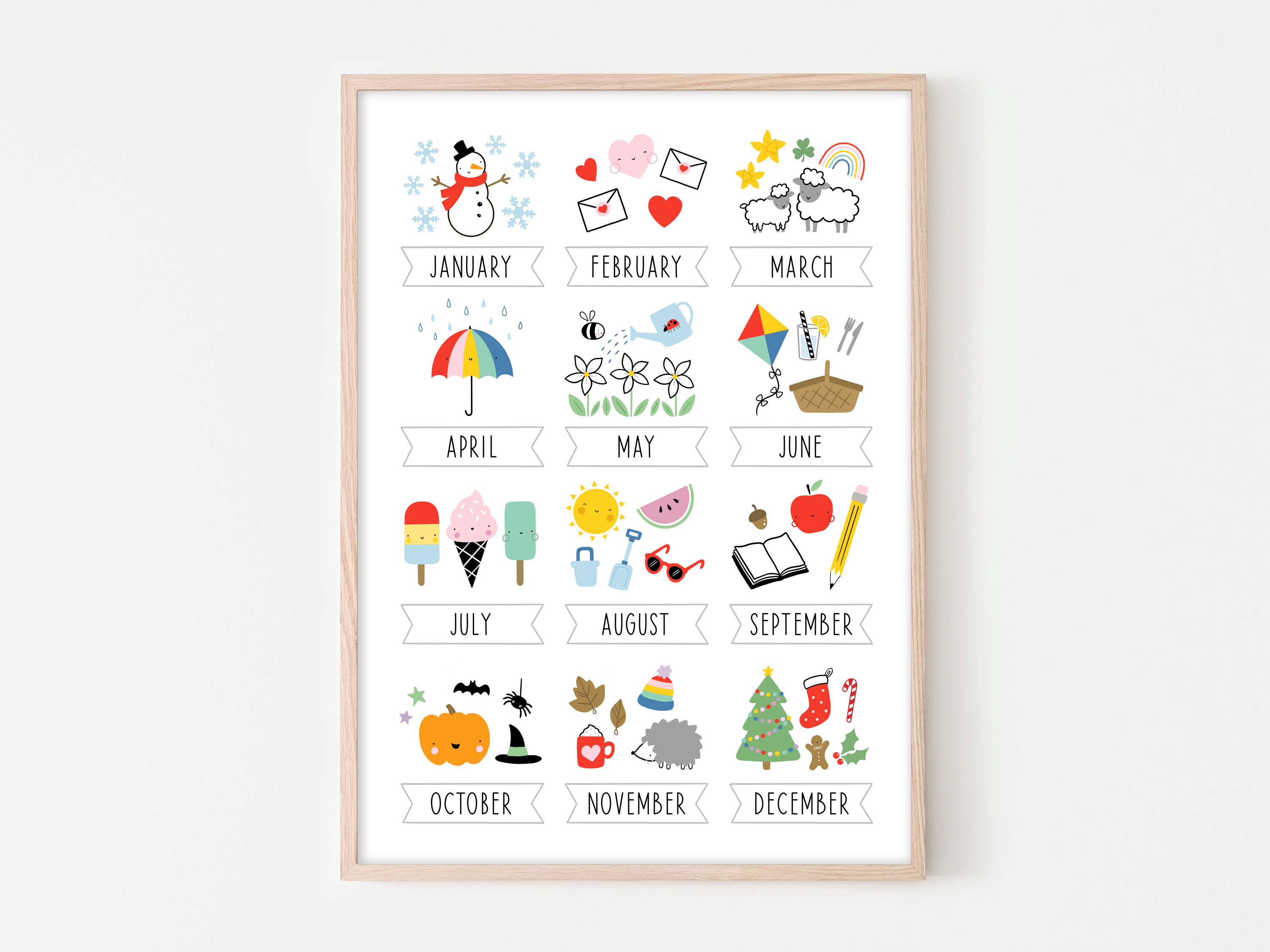 Months of the Year Print Nursery Wall Art Months Poster - Etsy Australia