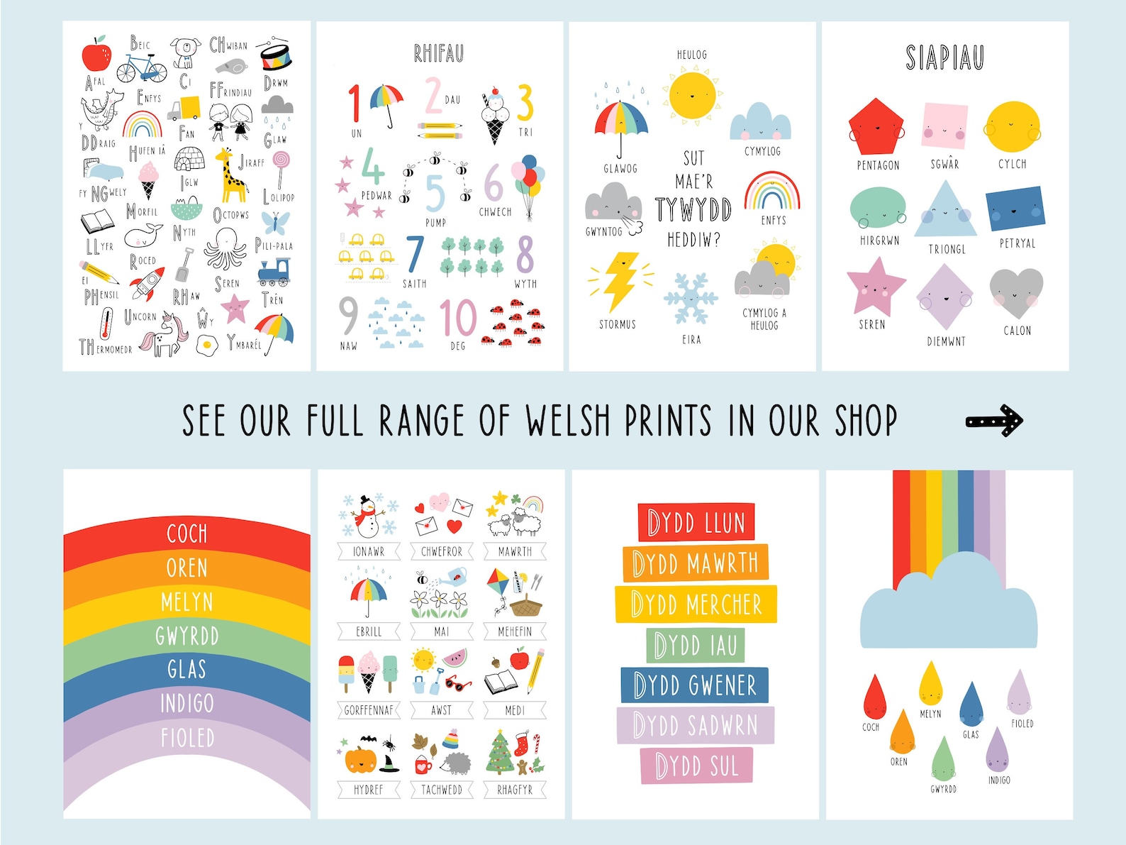 WELSH Months of the Year Print Nursery Wall Art Welsh Gift - Etsy