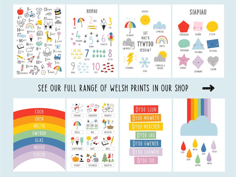 Bore Da Nos Da Print Set - Welsh Language Gift - Cymraeg Posters - Etsy