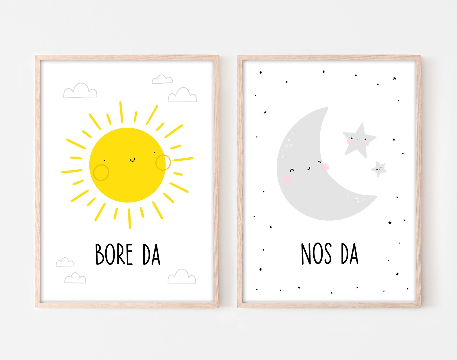 Bore Da Nos Da Print Set Welsh Language Gift Cymraeg - Etsy