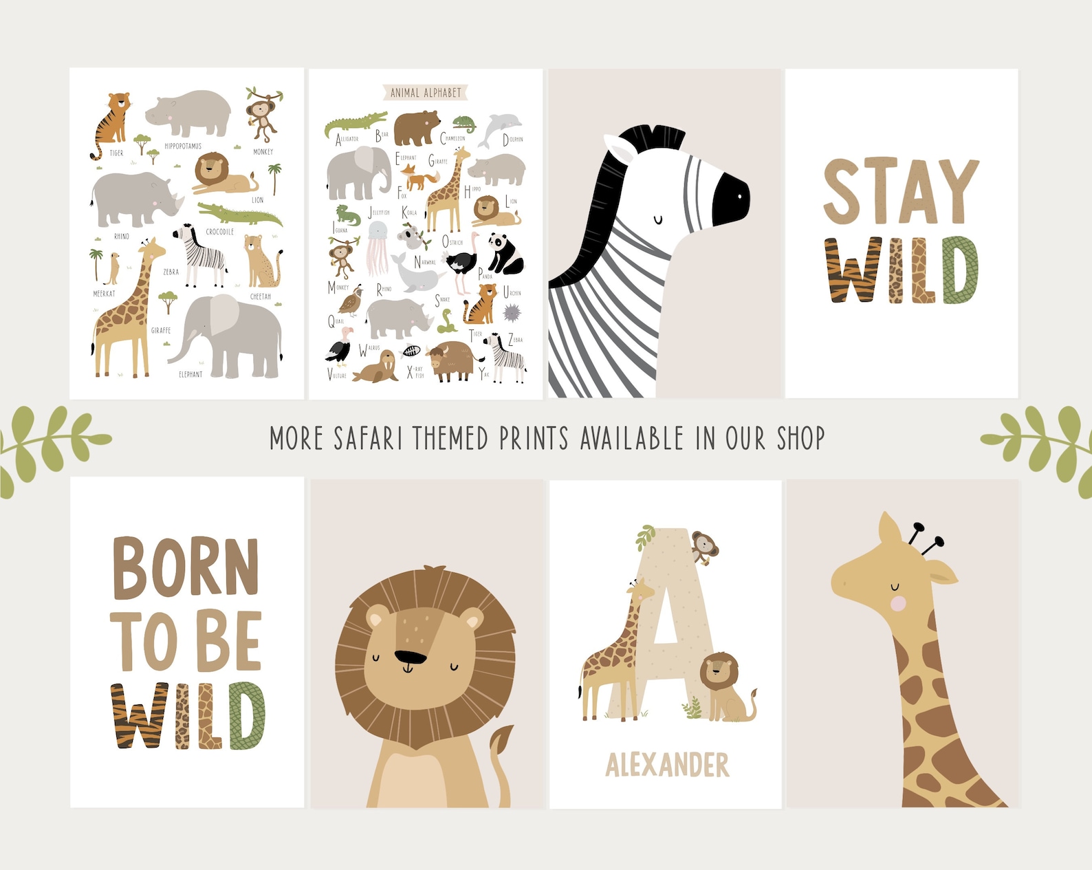 Animal Alphabet Print Safari Alphabet Poster Safari - Etsy UK
