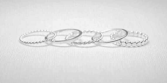 5 Stacking Rings Set Set of 5 Stacking Silver Rings | Etsy