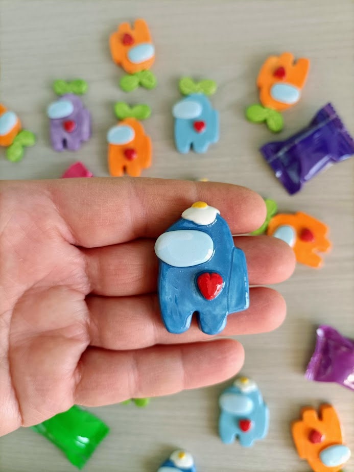 Among Us Ceramic With Magnet, Fridge Magnet, Wedding Favor, Handmade ...