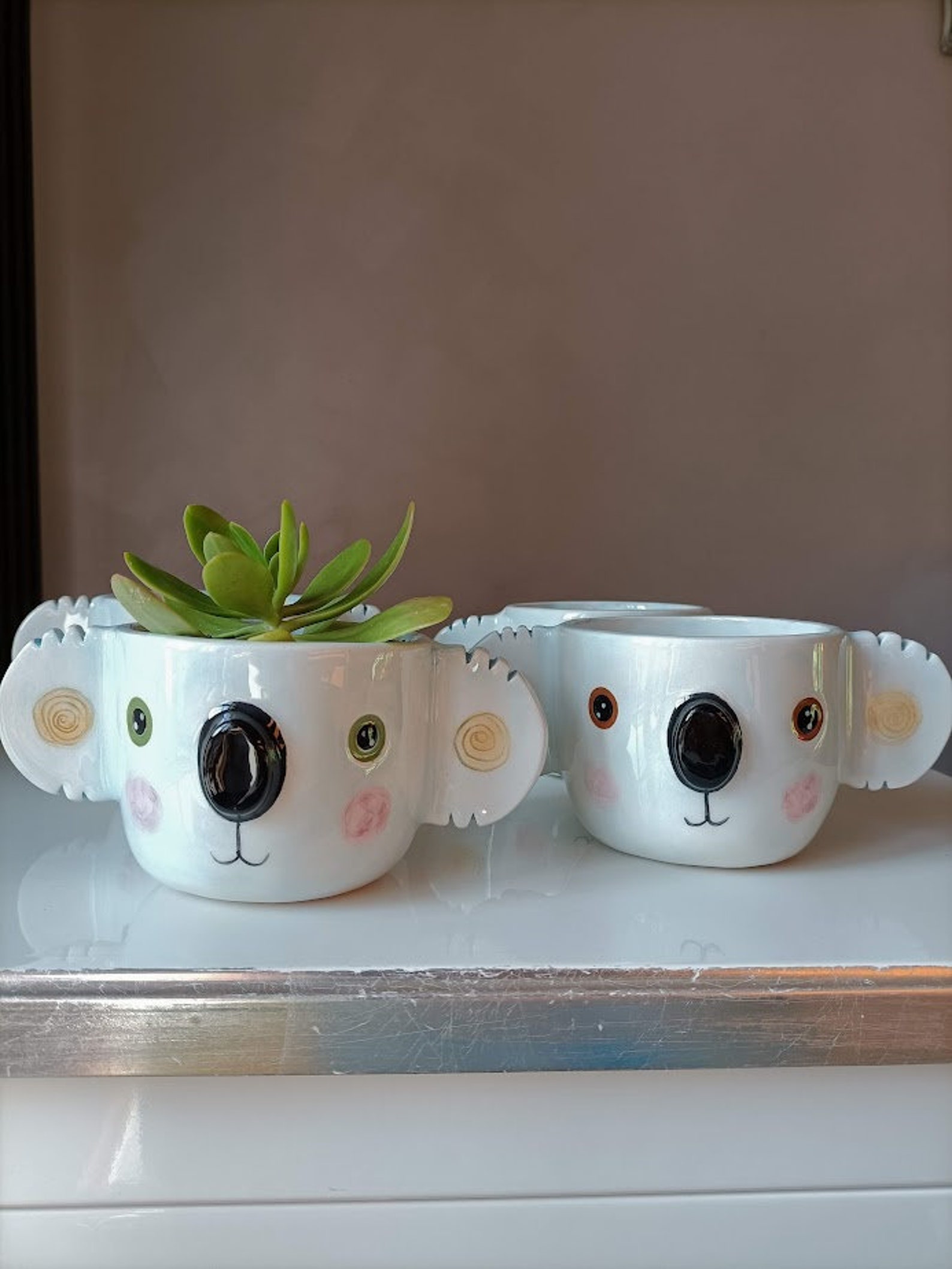 Koala Shaped Ceramic Vase, Animal Vase, Succulent Plant Pot, Koala ...