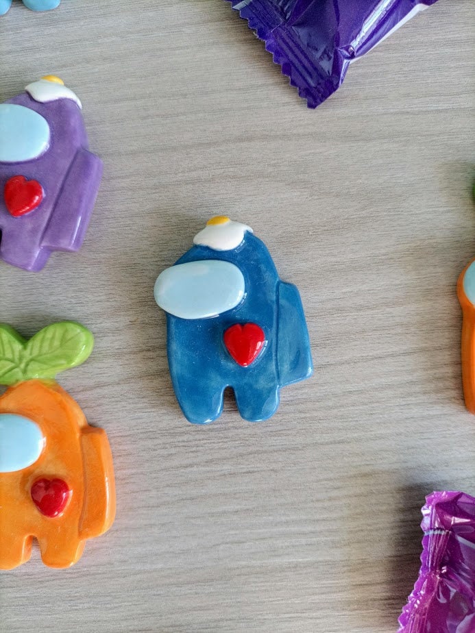 Among Us Ceramic With Magnet, Fridge Magnet, Wedding Favor, Handmade ...