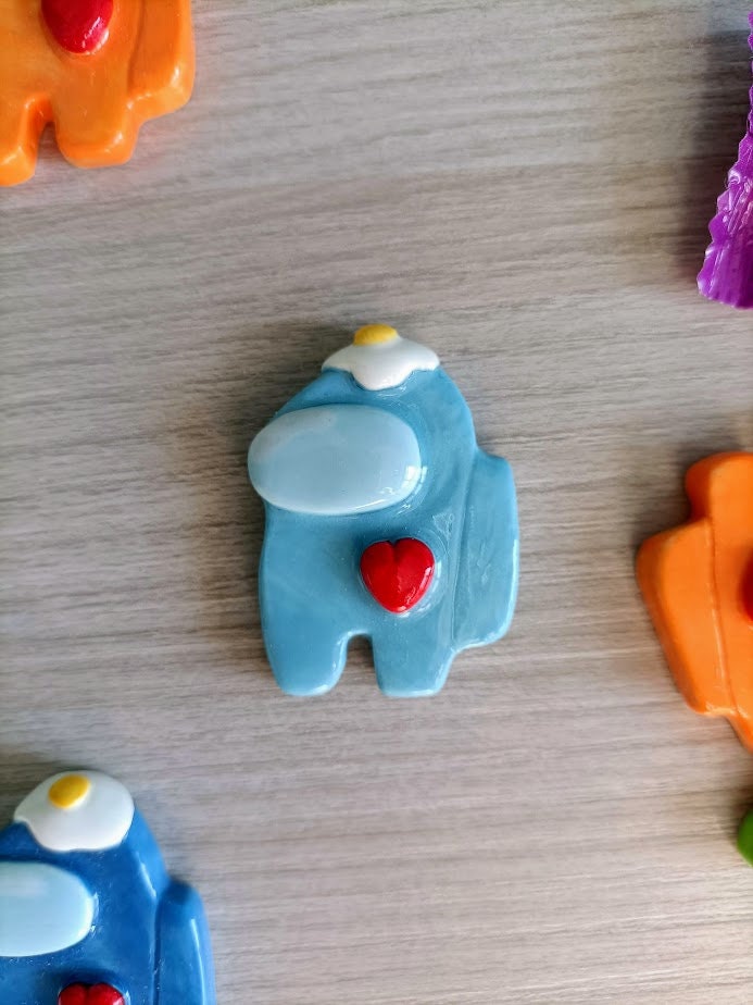 Among Us Ceramic With Magnet, Fridge Magnet, Wedding Favor, Handmade ...