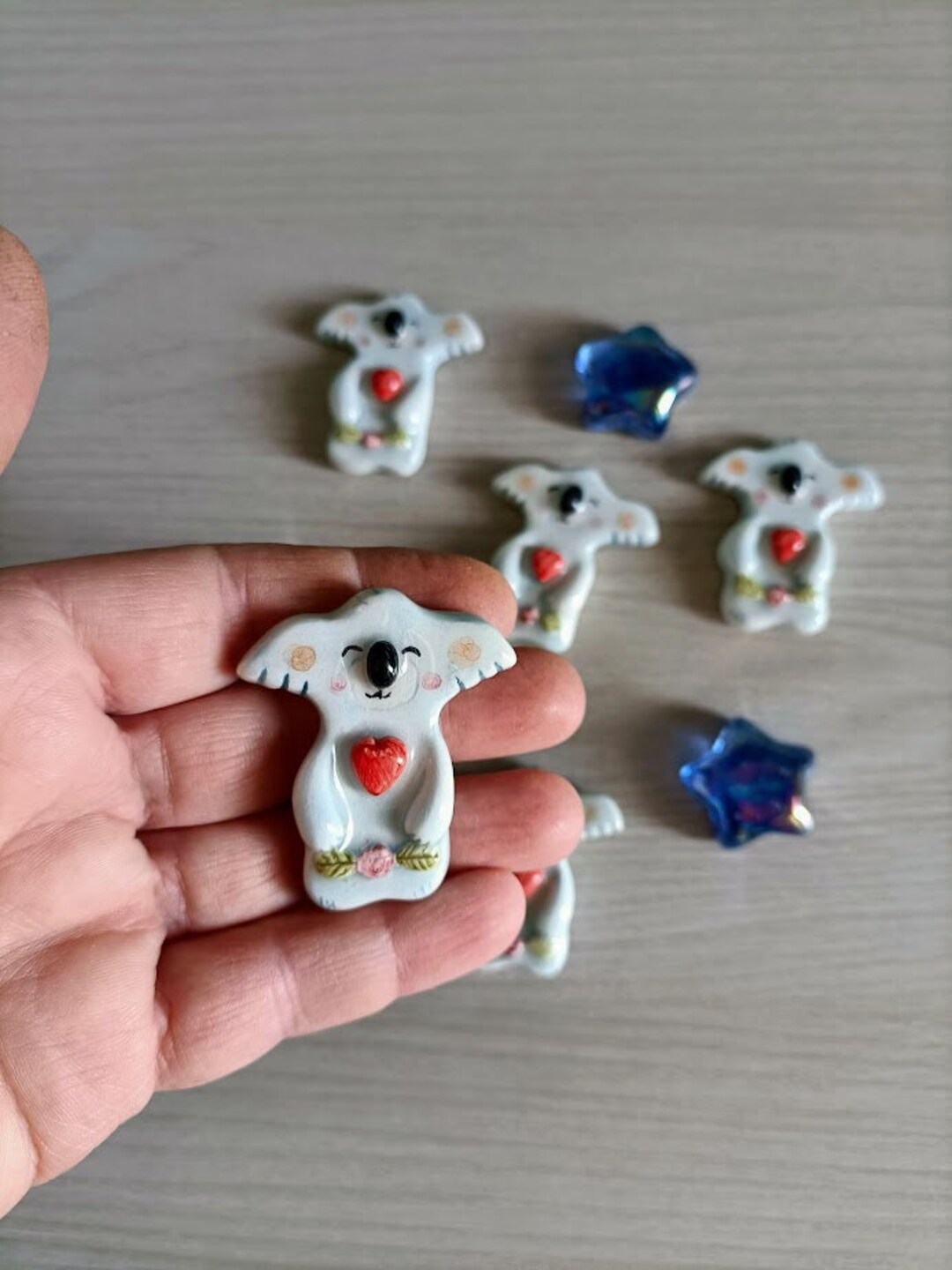 Ceramic Koala With Magnet, Fridge Magnet, Wedding Favor, Blue Naif ...