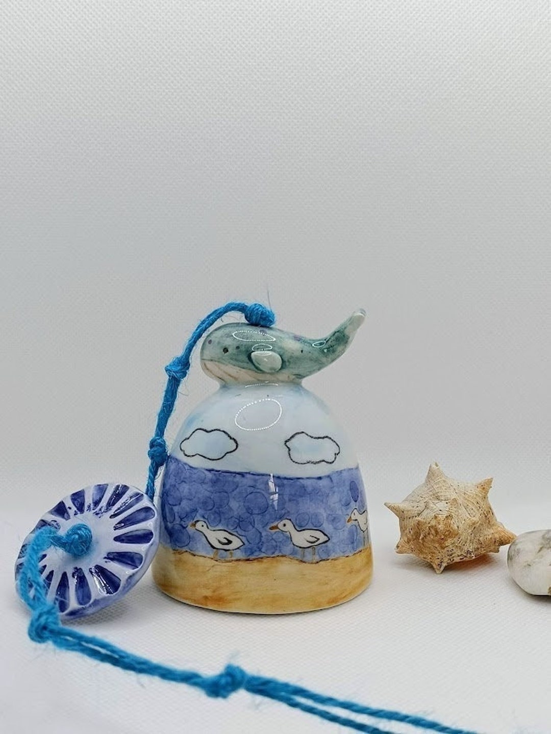 Ceramic Bell With Whale, Marine Style, Handmade Bell, Colored Bell. - Etsy
