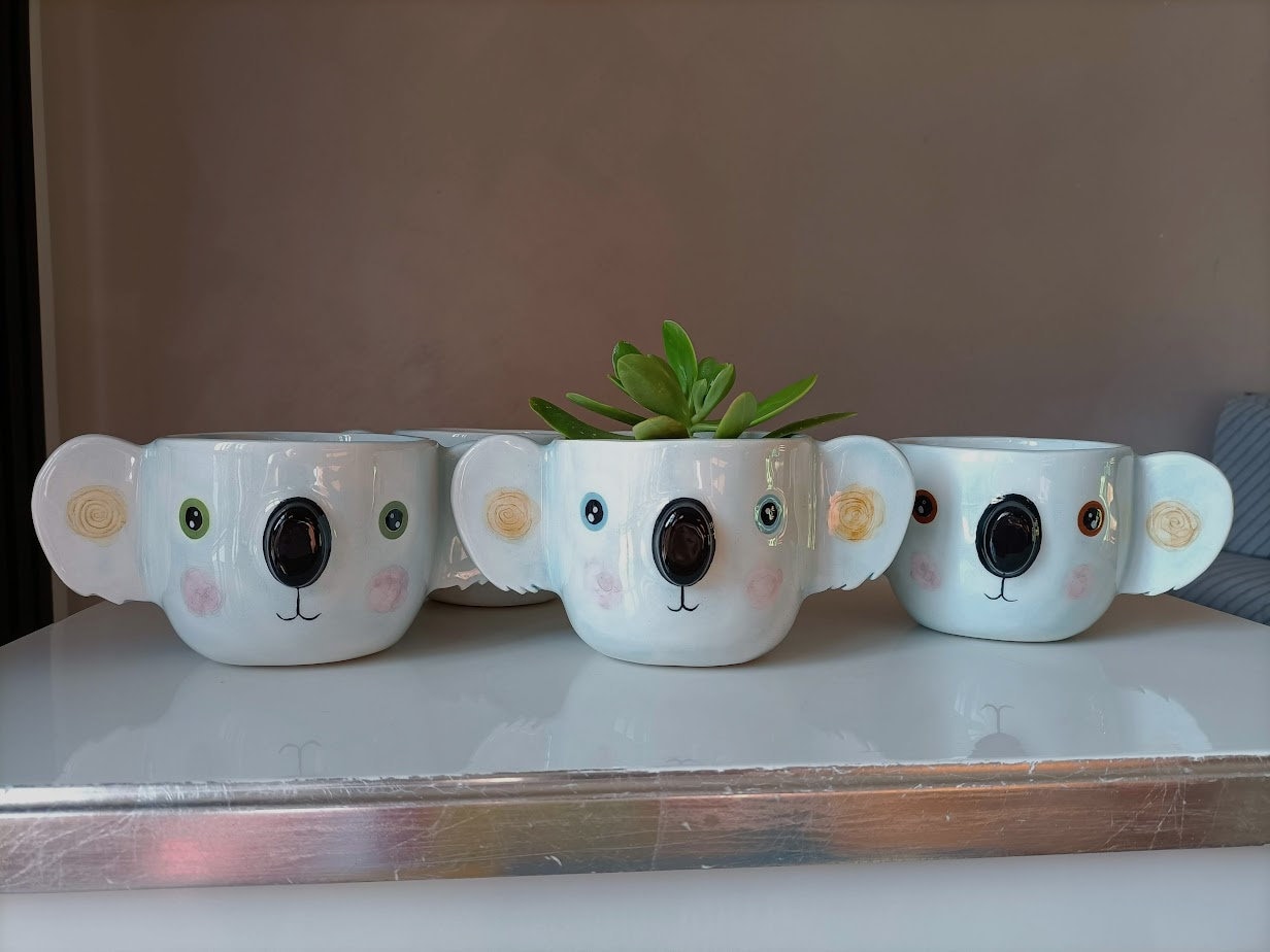 Koala Shaped Ceramic Vase Animal Vase Succulent Plant Pot | Etsy