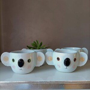 Koala Shaped Ceramic Vase, Animal Vase, Succulent Plant Pot, Koala ...