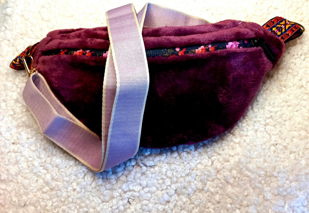 Plum Faux Fur Fanny Pack, Plush Fabric, Teddy Bear, Teddy Bear Fur ...