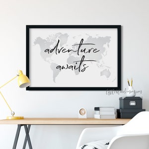 Adventure Awaits Wall Decor | Map Wall Art | Gallery Wall | Playroom ...