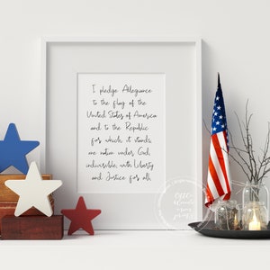 Pledge of Allegiance Print | 4th of July | Memorial Day | Veteran's Day ...