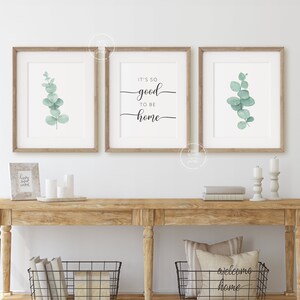Set of 3 Home Decor Prints It's so Good to Be Home Eucalyptus Farmhouse ...