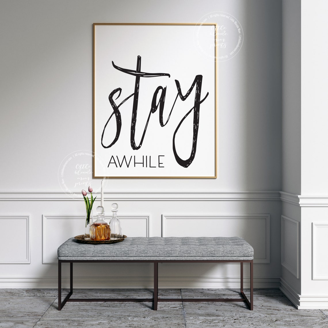 Stay Awhile | Printable Wall Art | Wall Decor | Entry Decoration | Sign ...