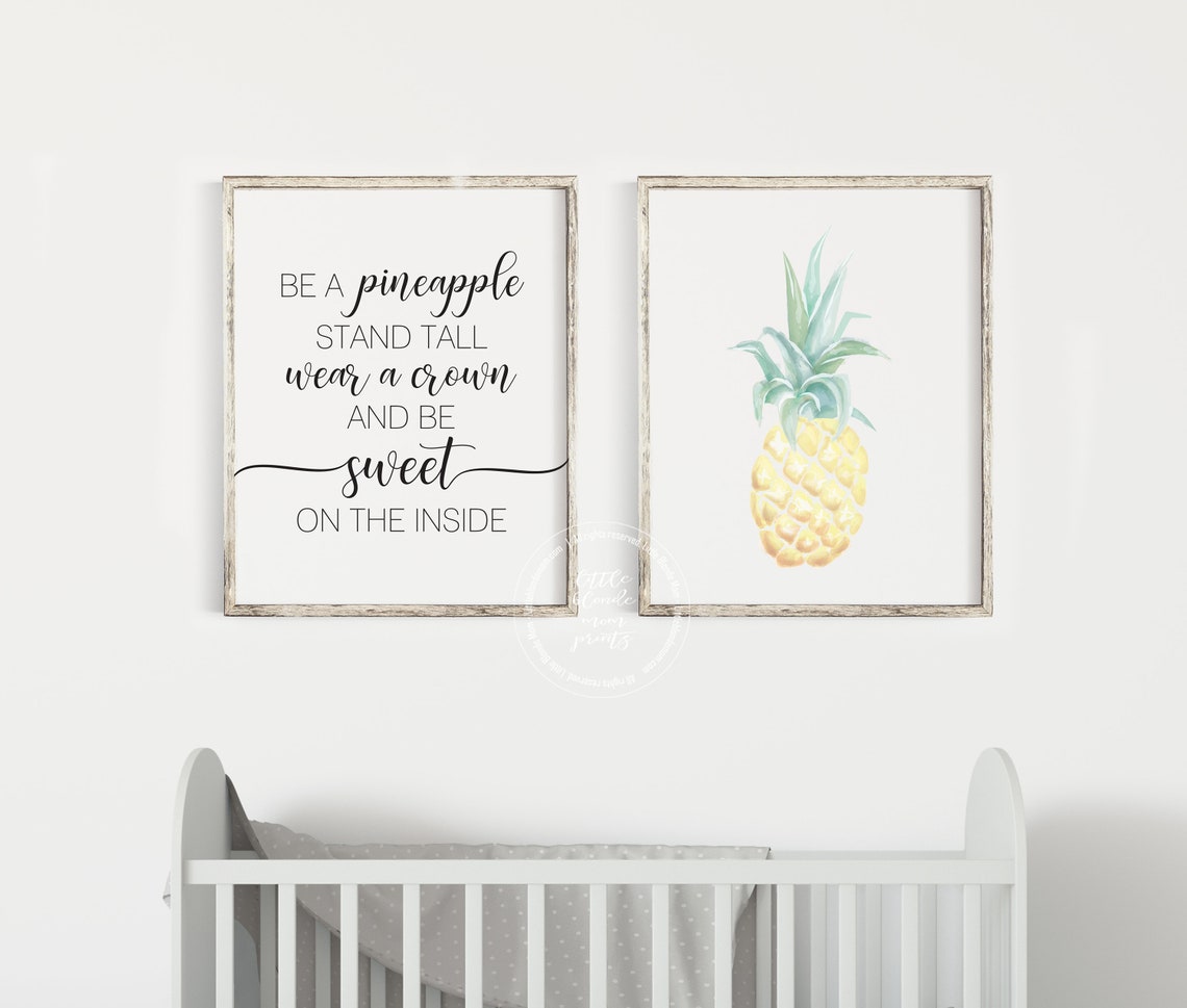 Be a Pineapple Set of 2 Prints Watercolor Pineapple Summer - Etsy