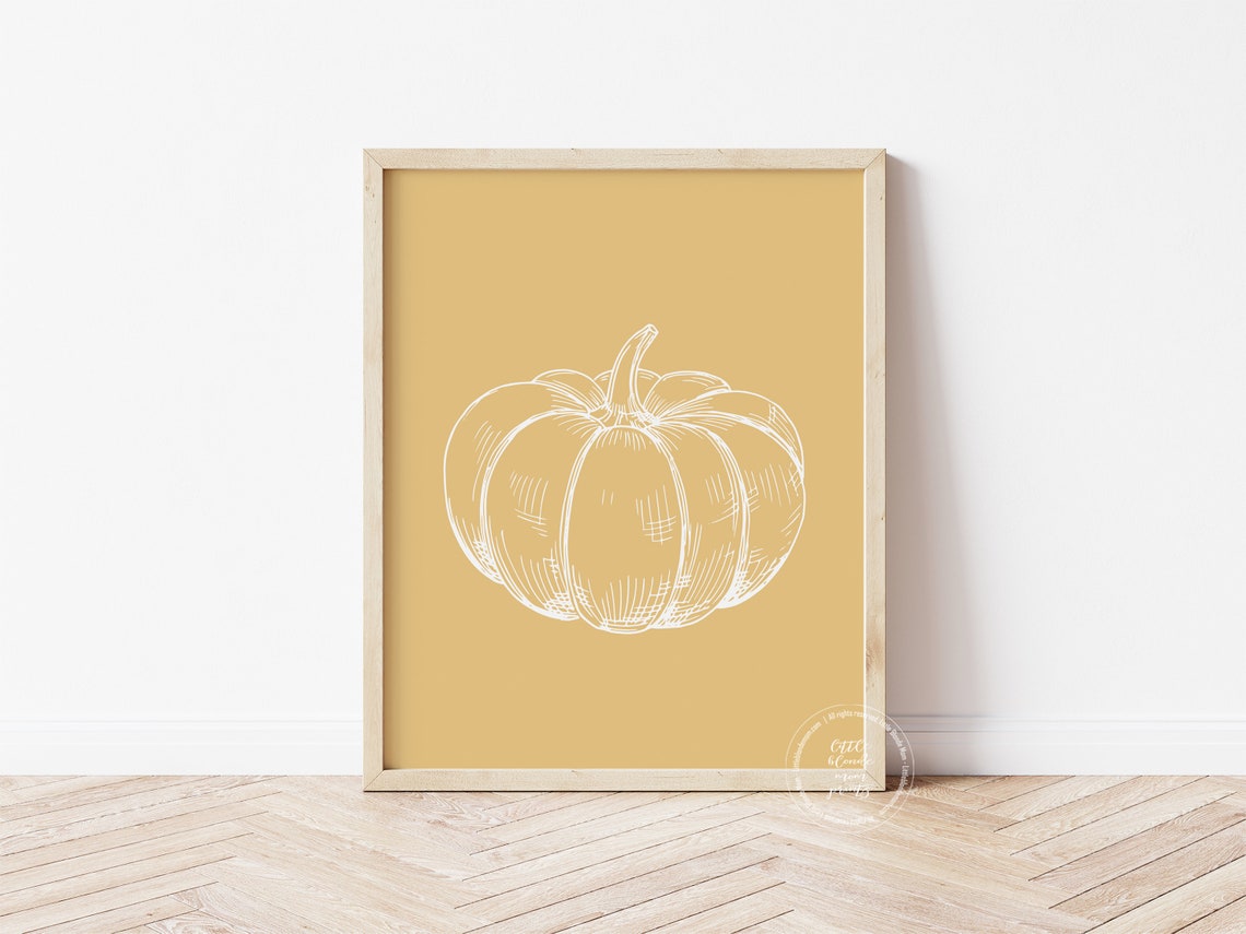 Yellow Pumpkin Print | Autumn Home Decor Print | Mustard Yellow | Fall ...