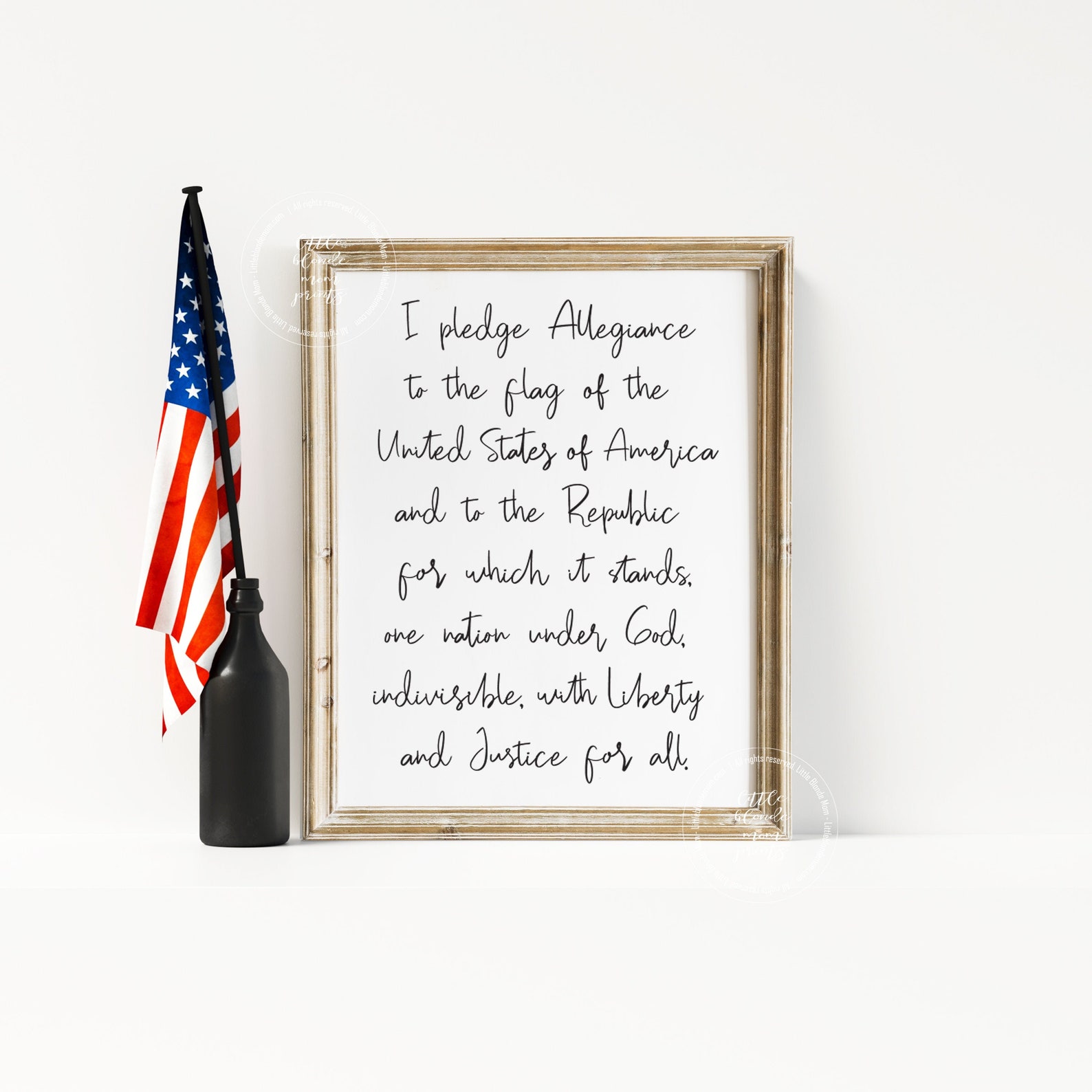 Pledge of Allegiance Print 4th of July Memorial Day | Etsy