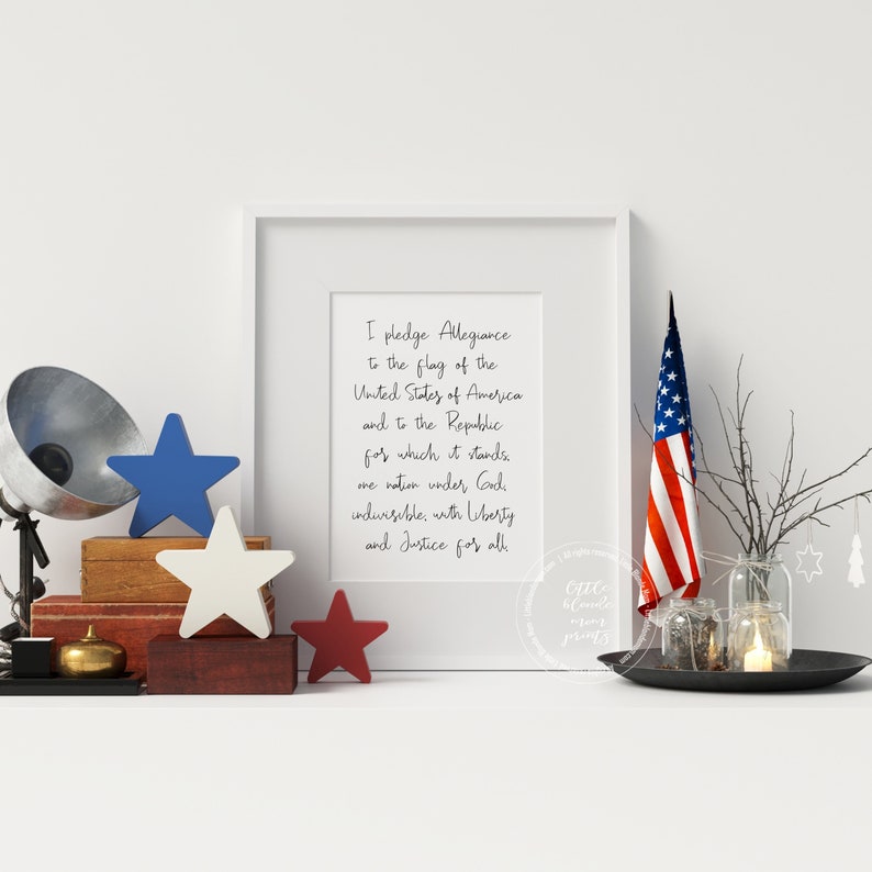Pledge of Allegiance Print 4th of July Memorial Day - Etsy