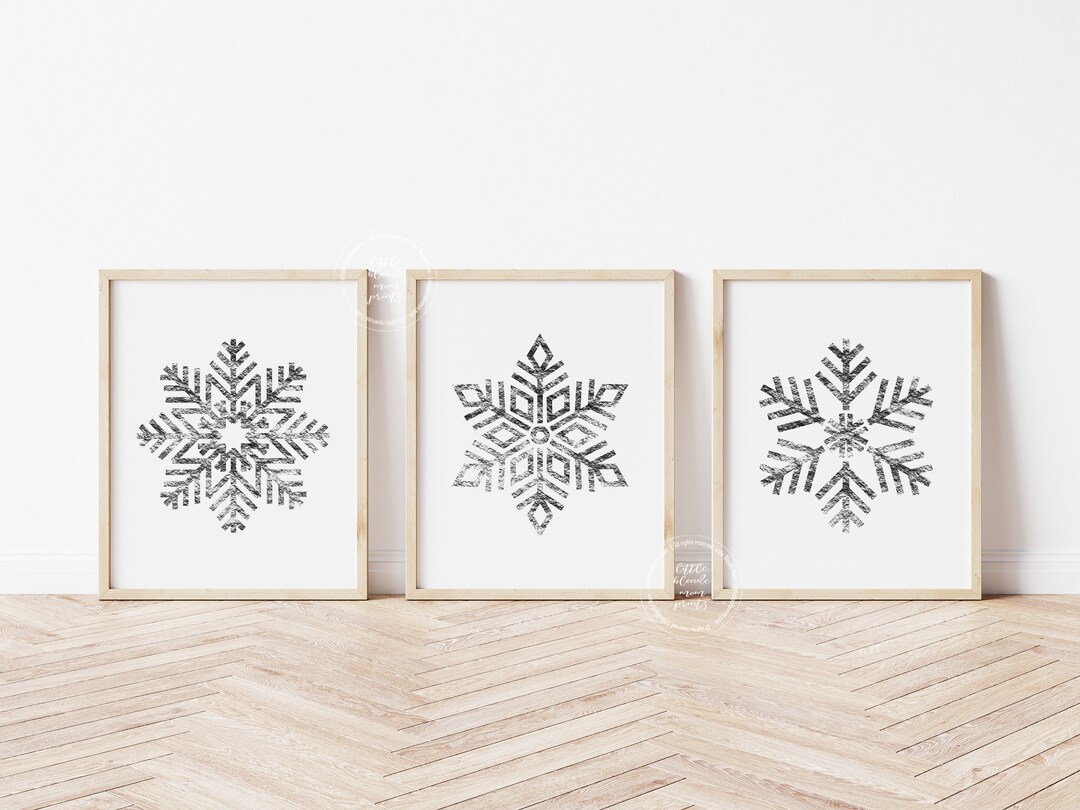 Silver Snowflake Posters | Set of 3 | Winter Wall Decor | Winter ...