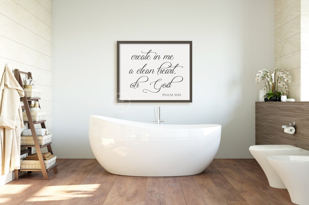 Bathroom Wall Art | Bible Verse | Scripture | Christian Decor | Bathtub ...