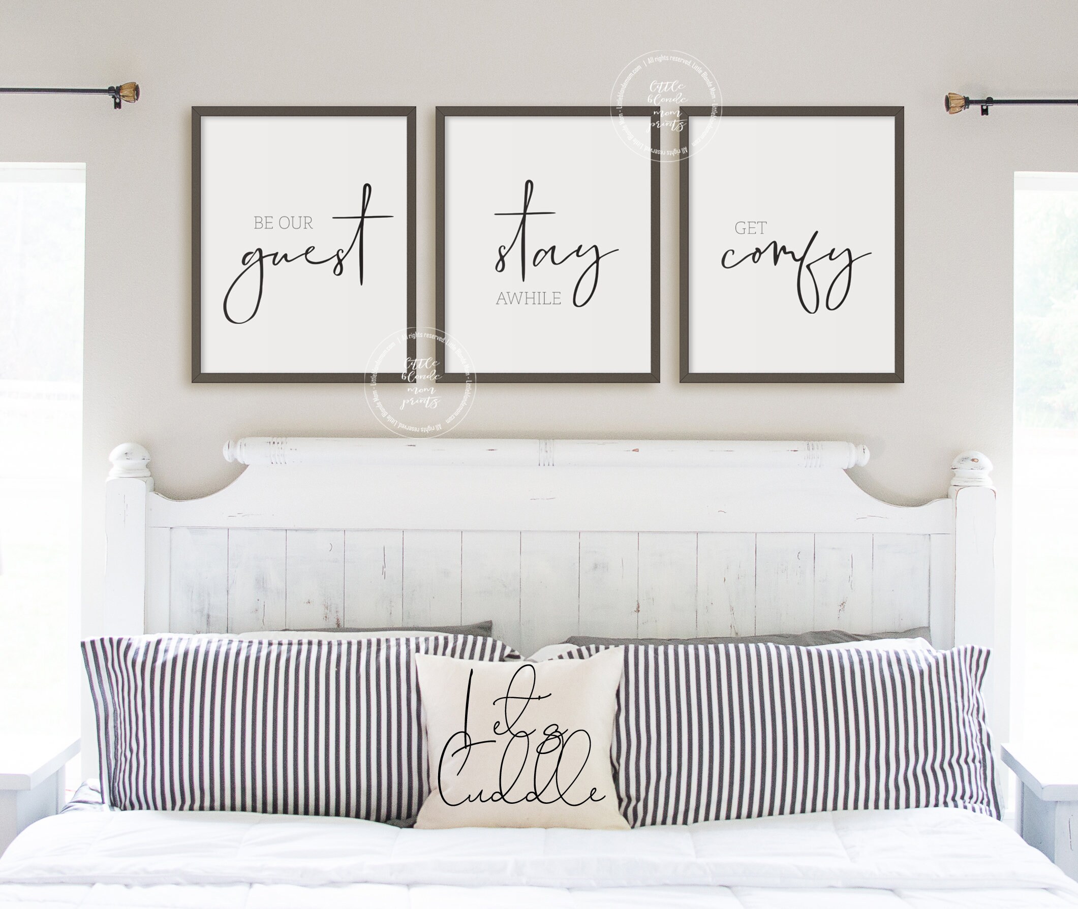 Guest Room Poster Prints Set of 3 Be Our Guest Stay Awhile | Etsy