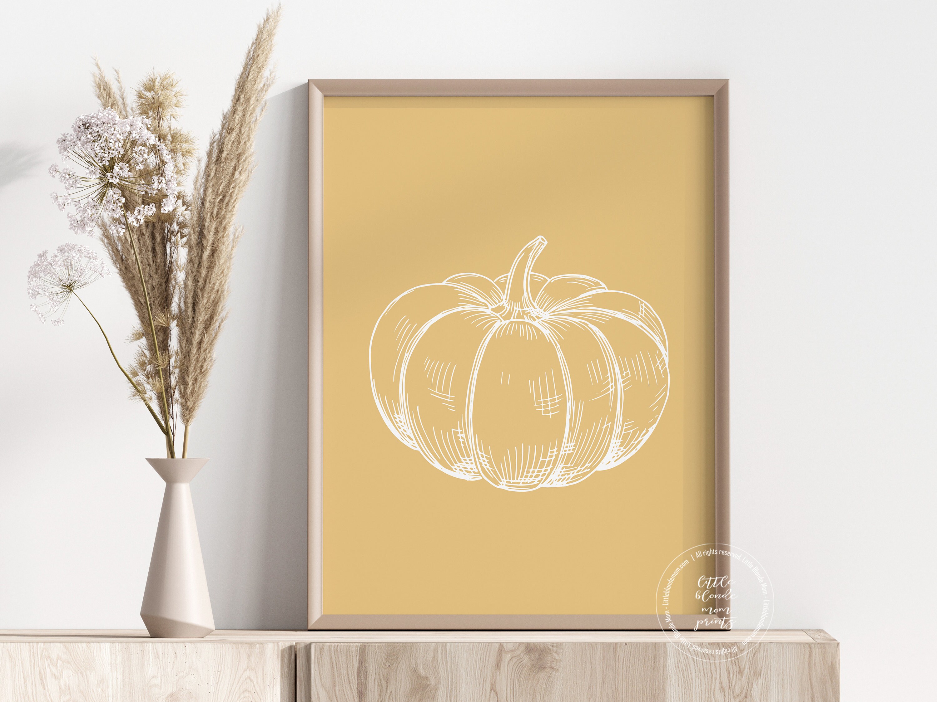 Yellow Pumpkin Print | Autumn Home Decor Print | Mustard Yellow | Fall ...