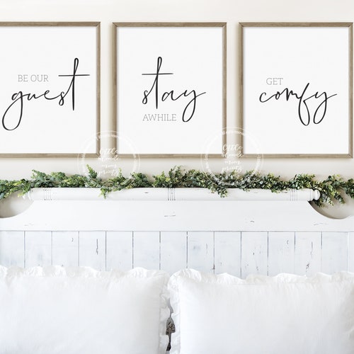 Guest Room Poster Prints Set of 3 Be Our Guest Stay Awhile - Etsy