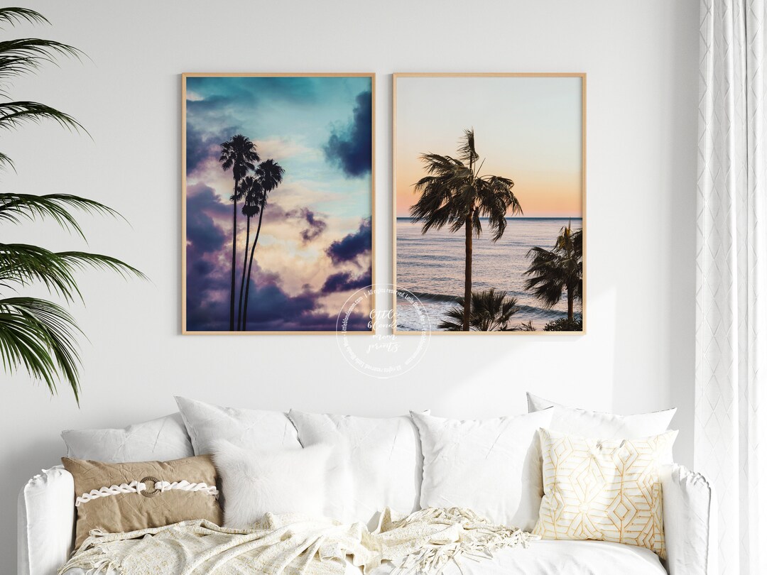Set of 2 Palm Tree Poster Prints | Beach Prints | Tropical | Wall Decor ...