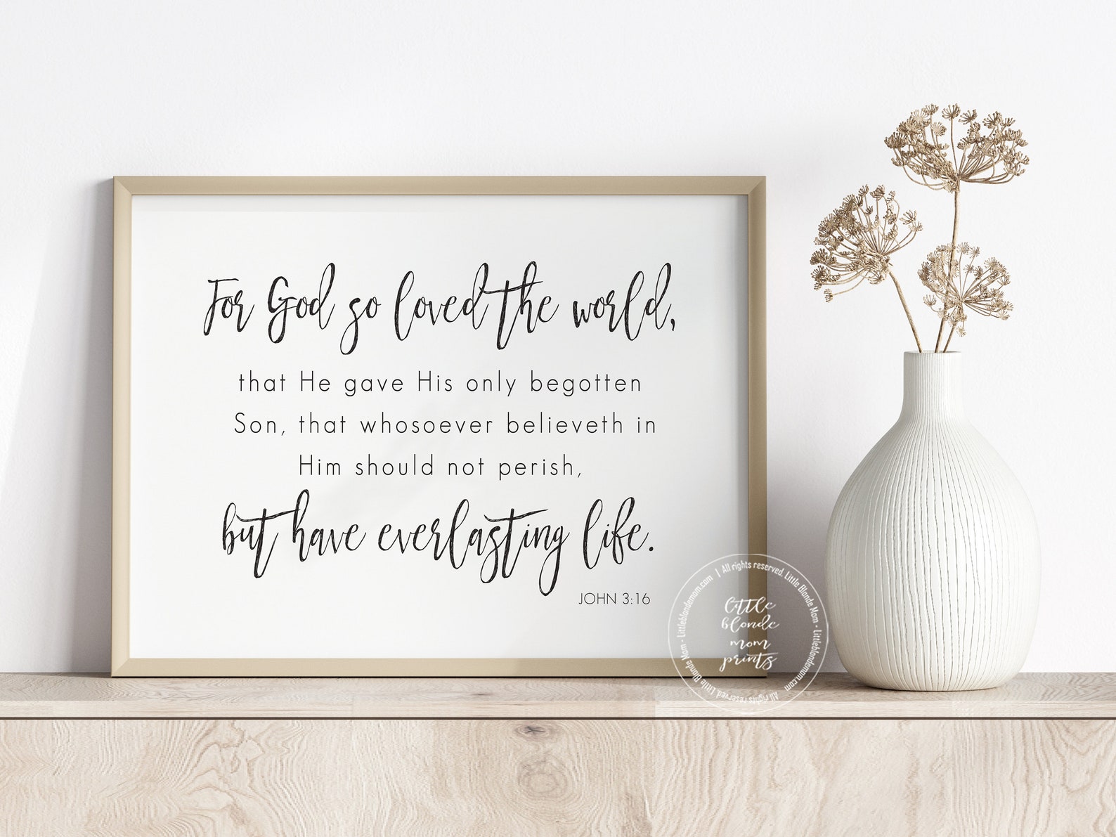 John 3:16 Printable Wall Decor Scripture Wall Art Bible - Etsy