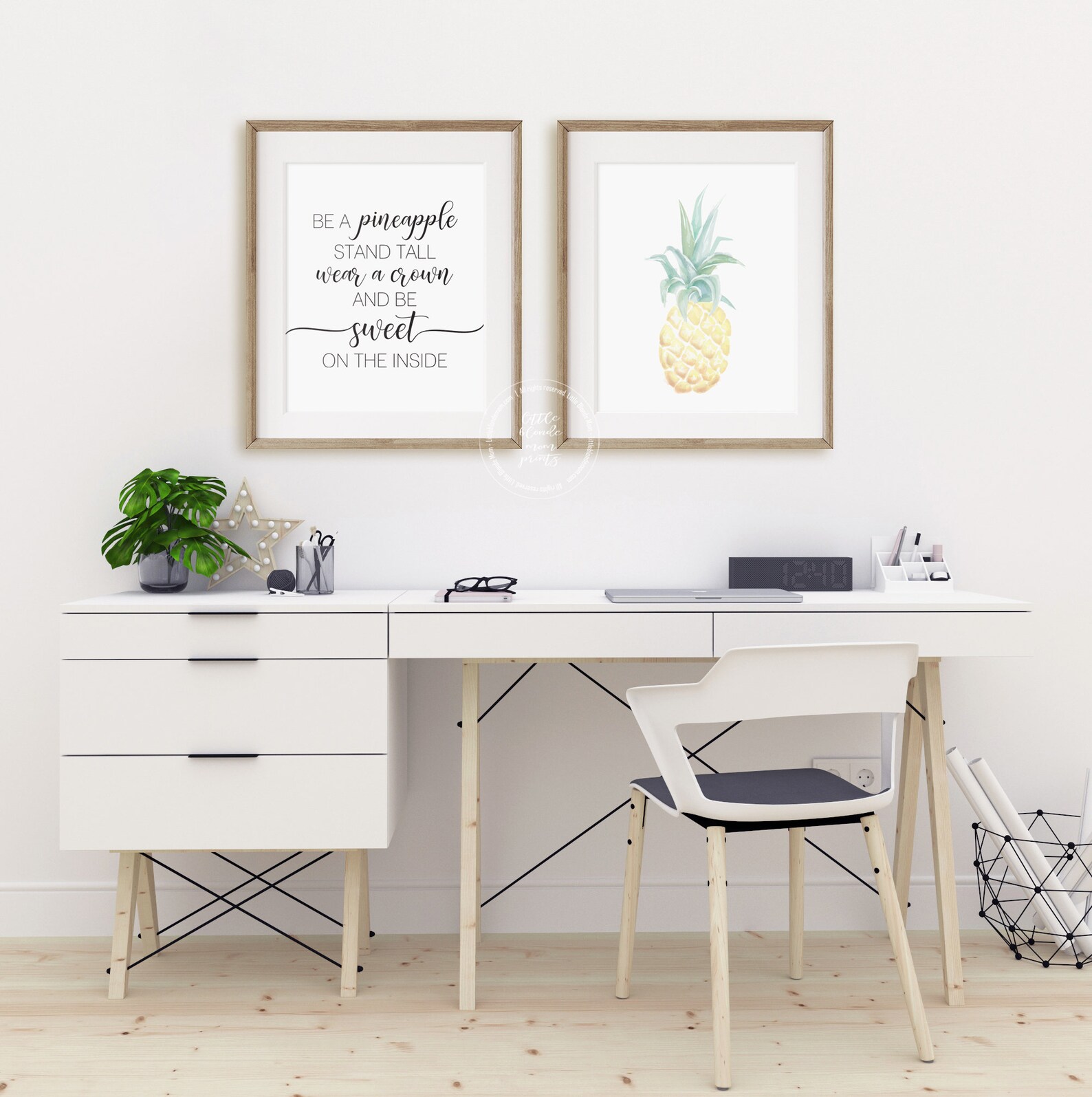 Be a Pineapple Set of 2 Prints Watercolor Pineapple Summer | Etsy
