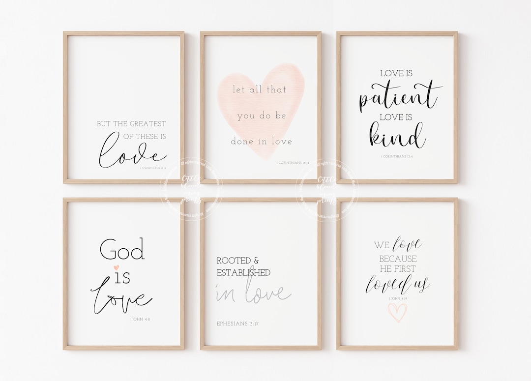 Set of 6 Love Prints | Bible Verse | Valentine's Day Decor | Valentines ...
