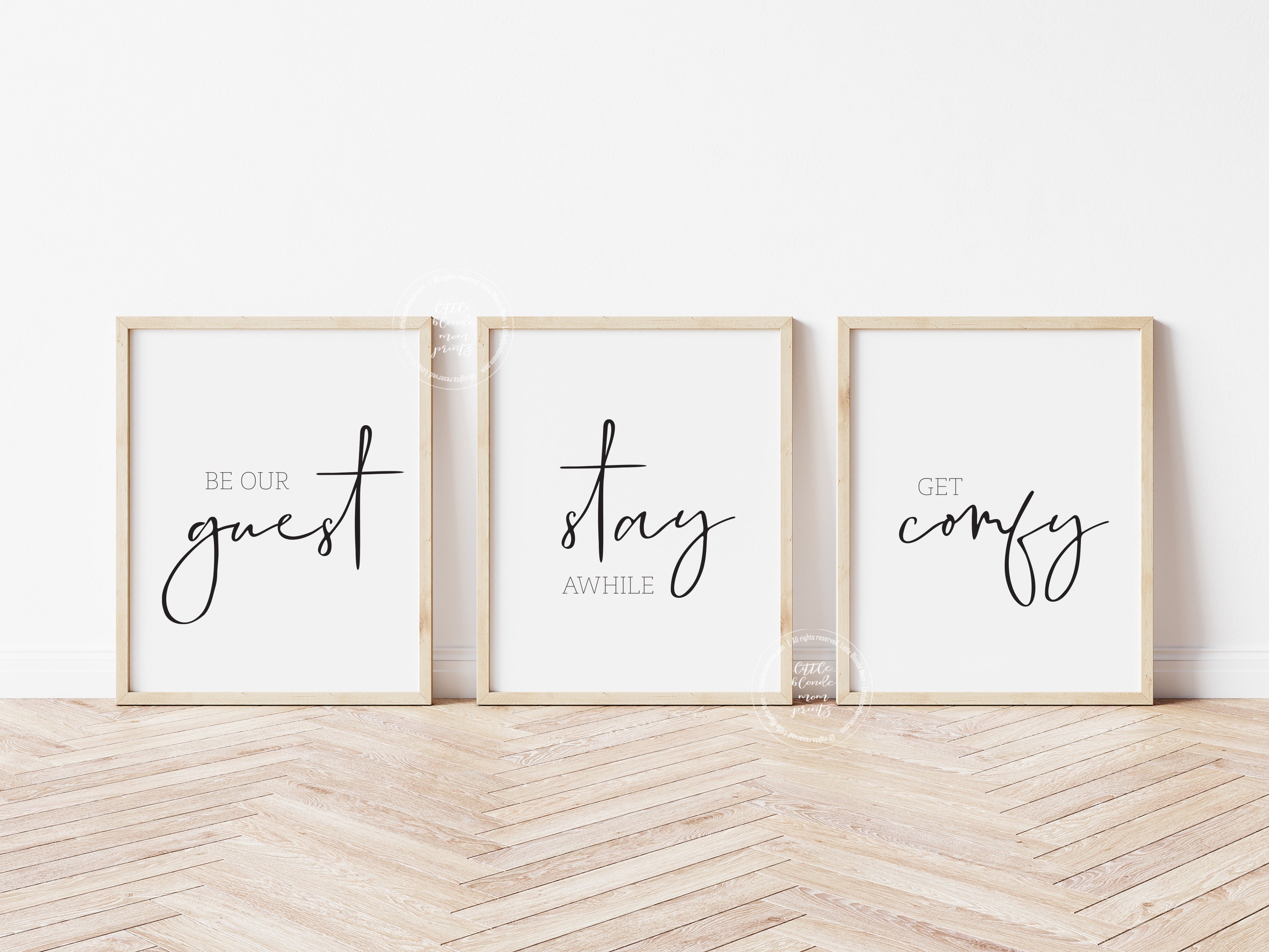 Guest Room Poster Prints Set of 3 Be Our Guest Stay Awhile | Etsy