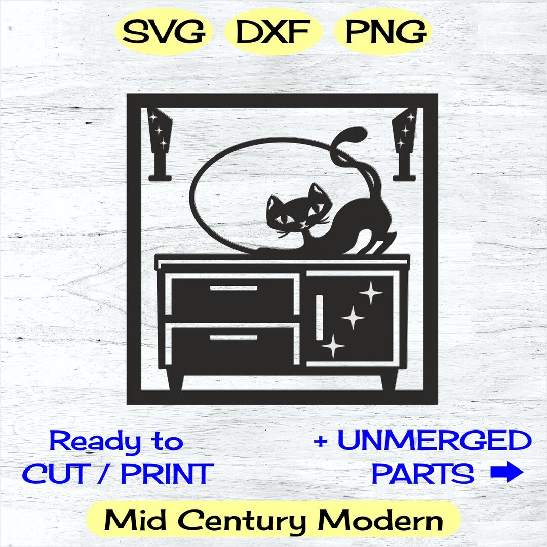 MCM Svg Dxf Files: Bedroom | Makeup-room | Boudoir, Retro Style Wall ...