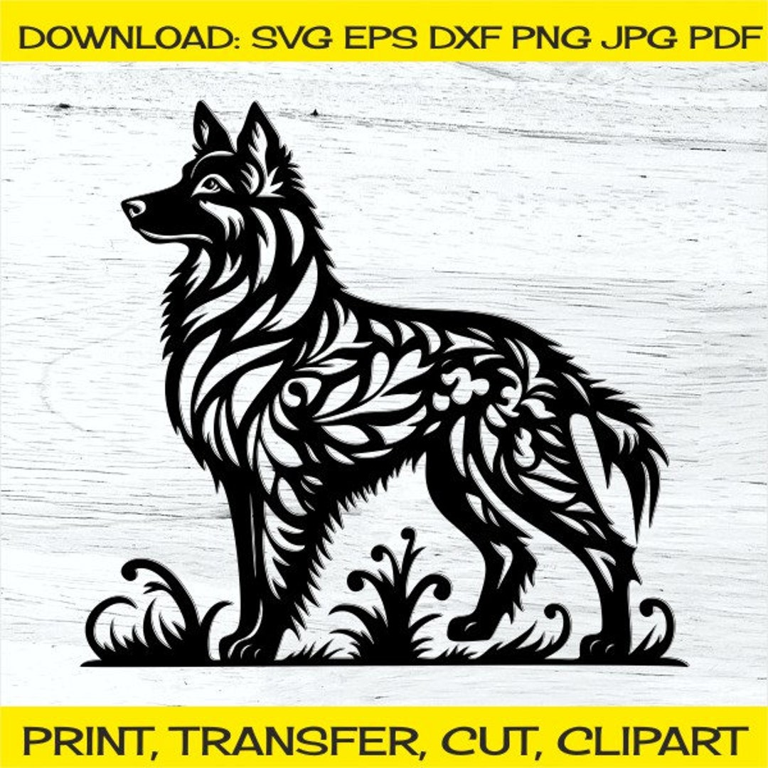 German Shepherd Dog, Clip Art, Papercraft, Graphic Element, Cut/print ...