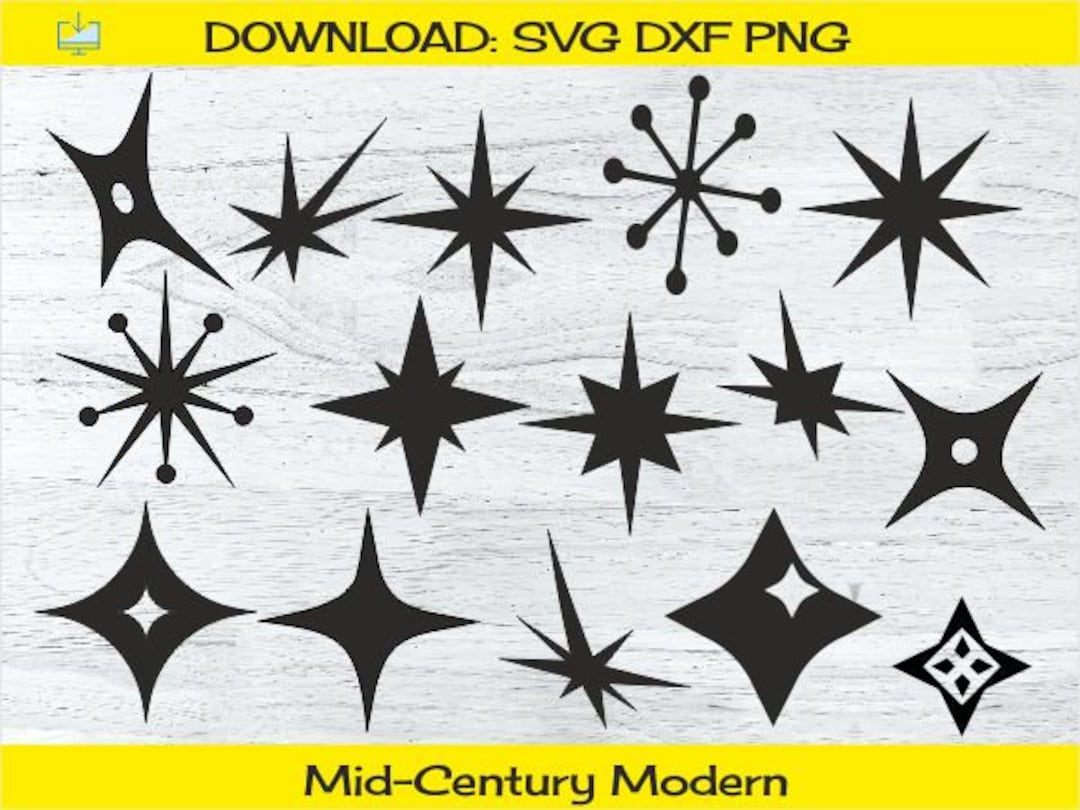 MCM Starburst Bundle, Stars Wall Home Decor Mid-century Modern Sparkle ...