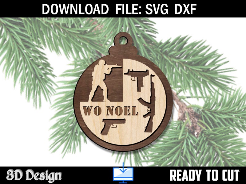 Weapons Christmas Ornament SVG DXF Files Armed Forces - Etsy
