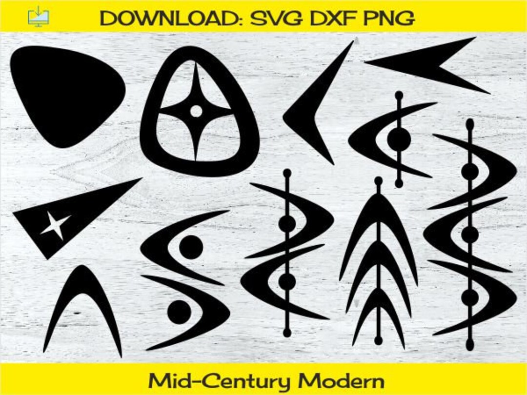 MCM Set Wall Home Decor Mid-century Modern, Svg-dxf-png Files Bundle ...