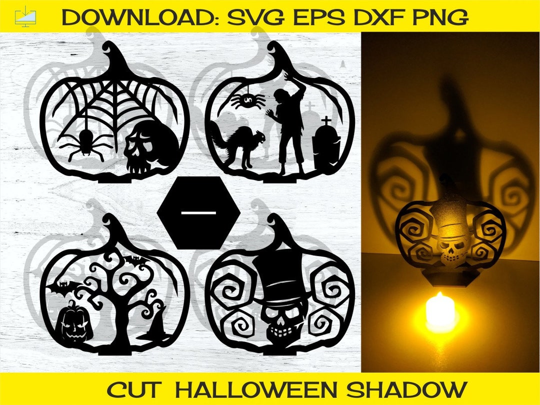 Halloween Candle Shadow, Party Props Bundle, Cut Out Pumpkin Stand ...