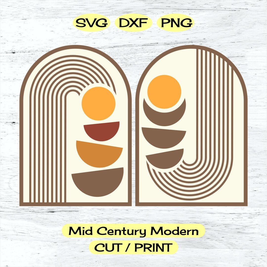 Arched Diptych: MCM Shapes, Mid Century Modern 3D Wall Decor, Vector ...