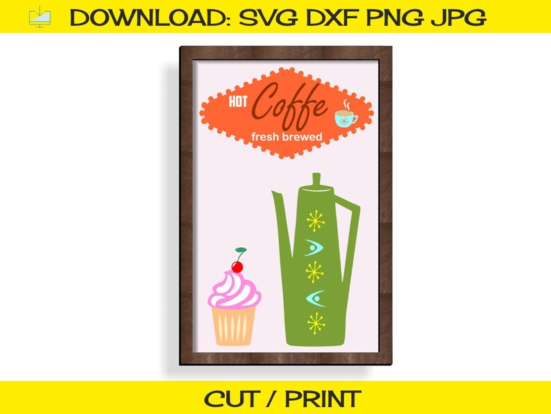 MCM Svg-dxf File Coffee Pot & Cake Design Elements - Etsy