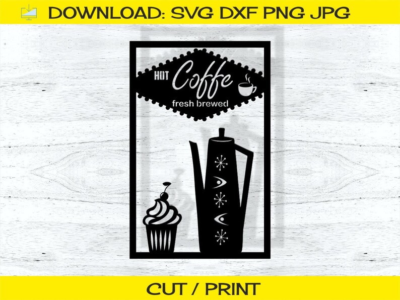 MCM Svg-dxf File Coffee Pot & Cake Design Elements - Etsy